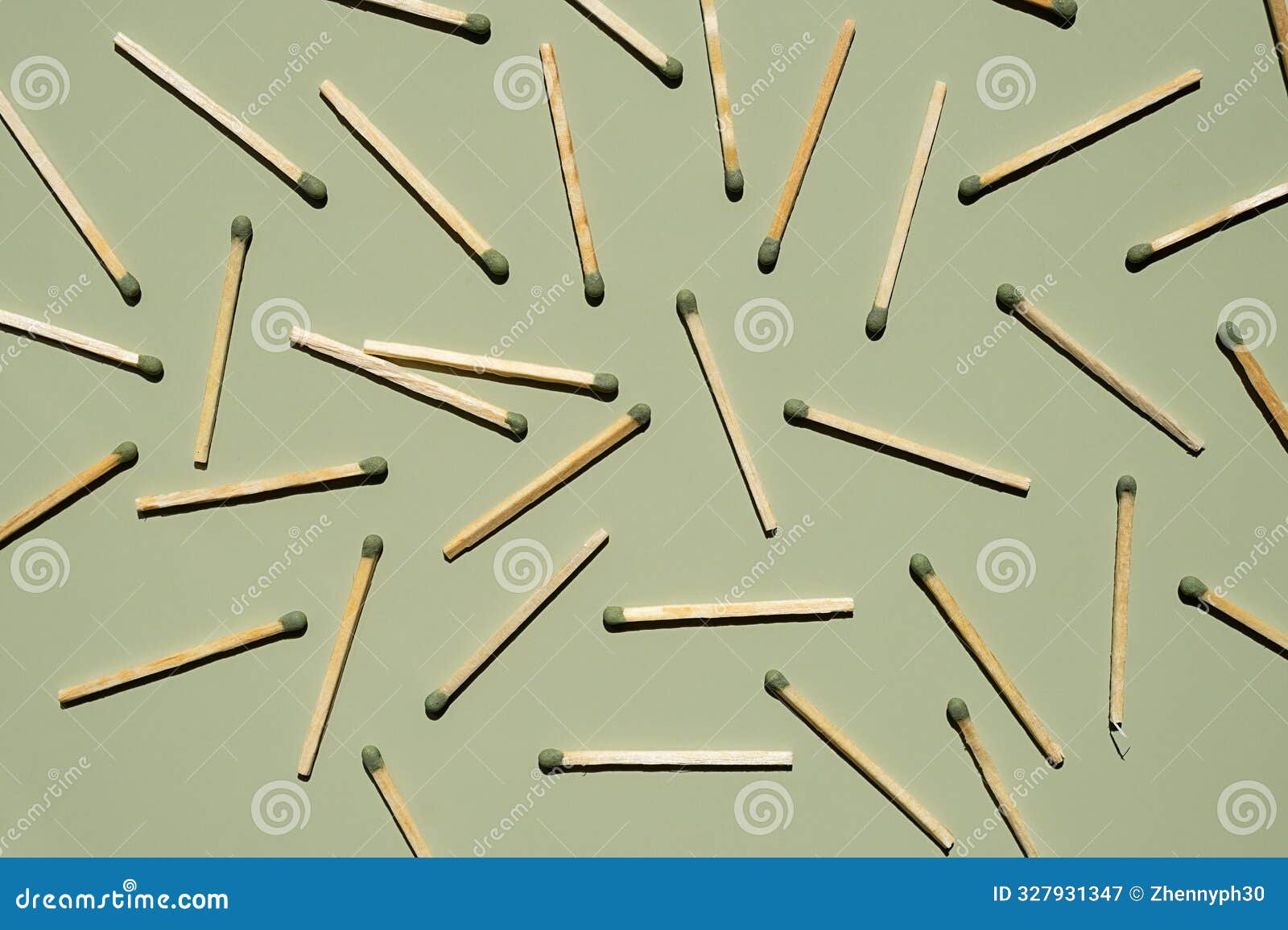 Wooden Matchsticks Scattered on a Green Background Stock Image - Image ...