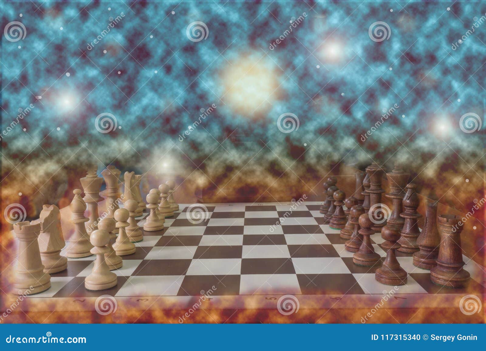 Wooden Material Chess Board and Chess Pieces in Low Light with Shallow ...