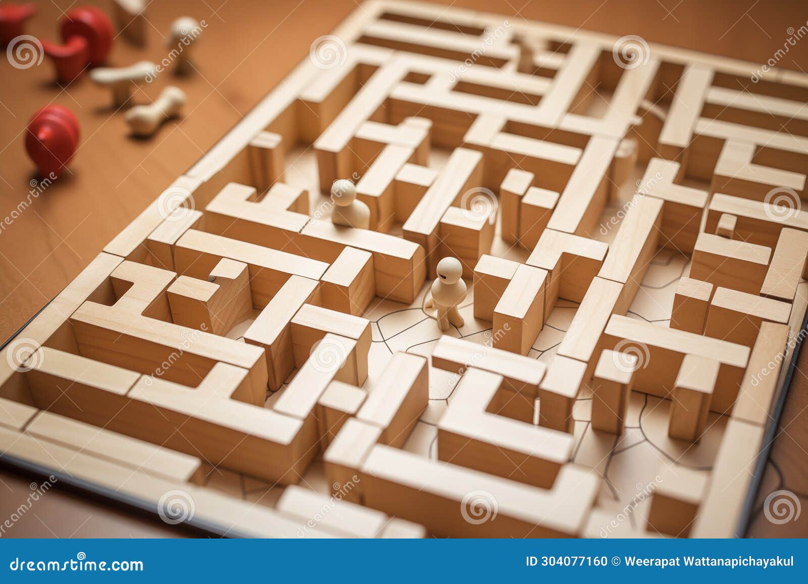 Wooden Maze Game with Human Figure Inside Finding Direction To Exit ...