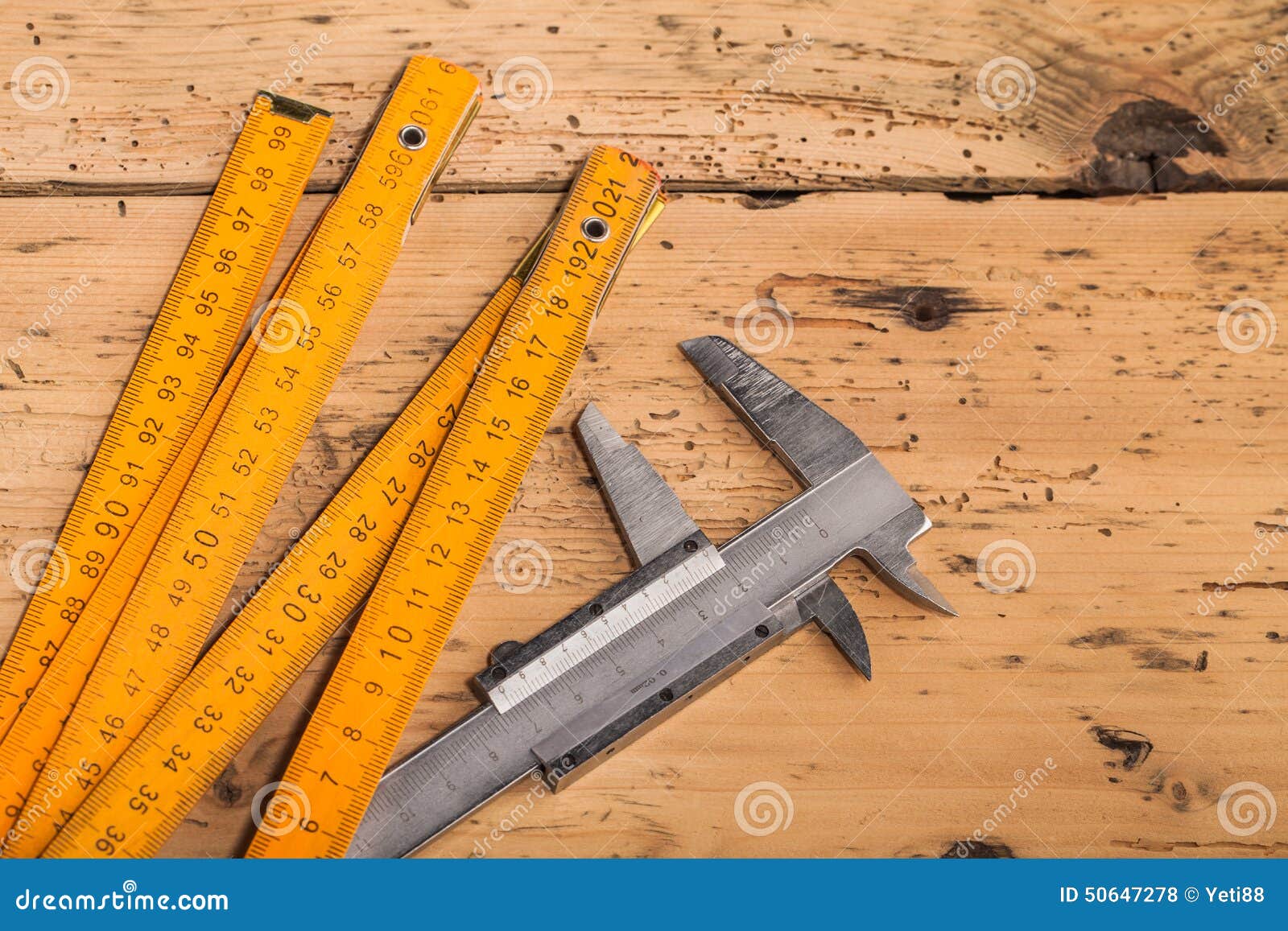 Wooden Measure Tool on Table Stock Photo - Image of chuck, improvement ...