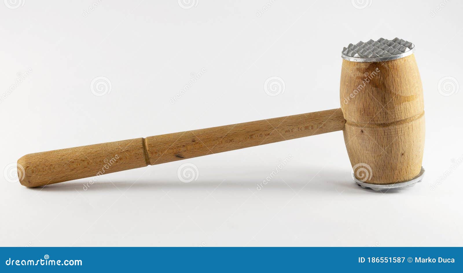 Wooden Meat Mallet Hammer on White Background. Stock Image - Image of ...