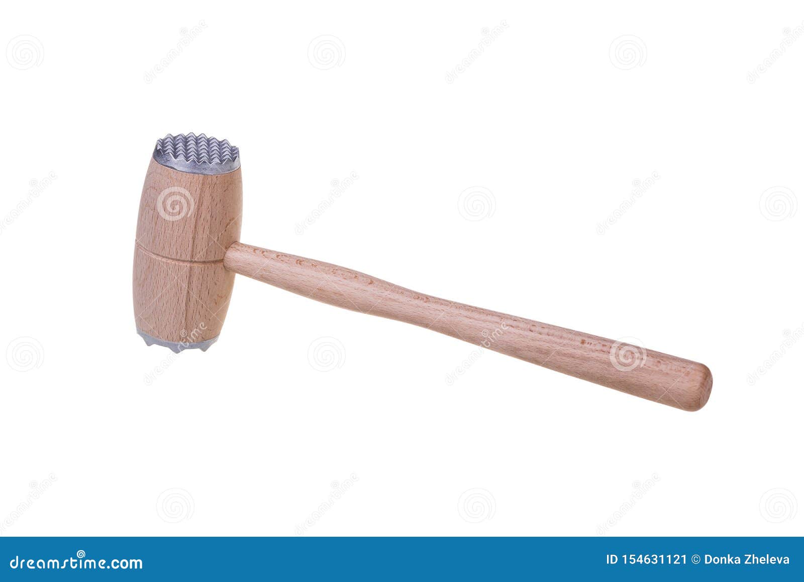 Wooden Meat Tenderizer Isolated on White Background Stock Image - Image ...