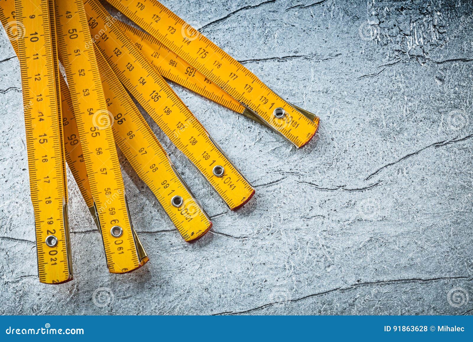 Wooden Meter on Metallic Background Top View Construction Concep Stock ...