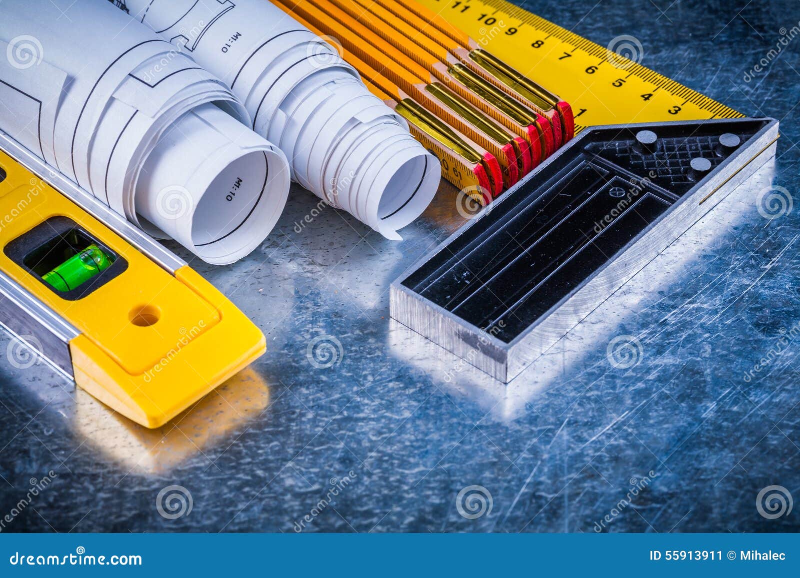 Wooden Meter Try Square Construction Level and Stock Image - Image of ...