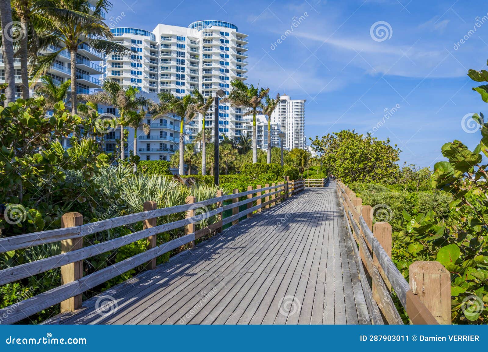 Wooden Miami Beach Boardwalk, Florida Stock Image - Image of boardwalk ...