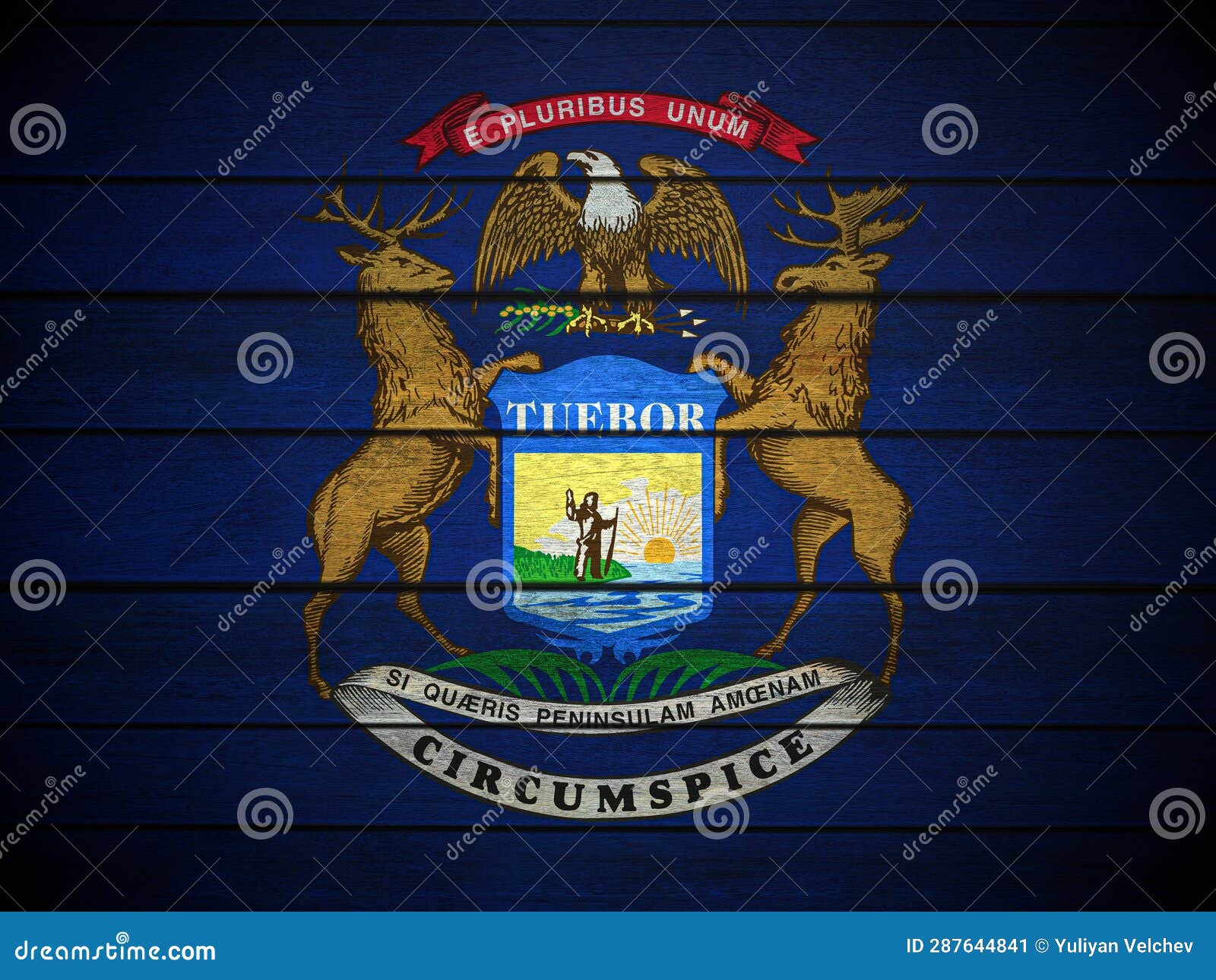 Michigan Flag With Colorful Circle Border Vector Illustration ...