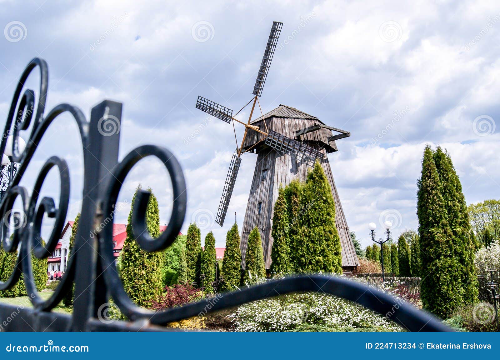 Beautiful Old Mill on the Background of the Sky Stock Photo - Image of ...