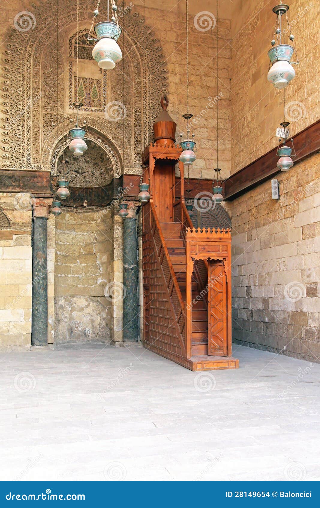 Wooden Minbar stock photo. Image of place, arabic, iwan - 28149654
