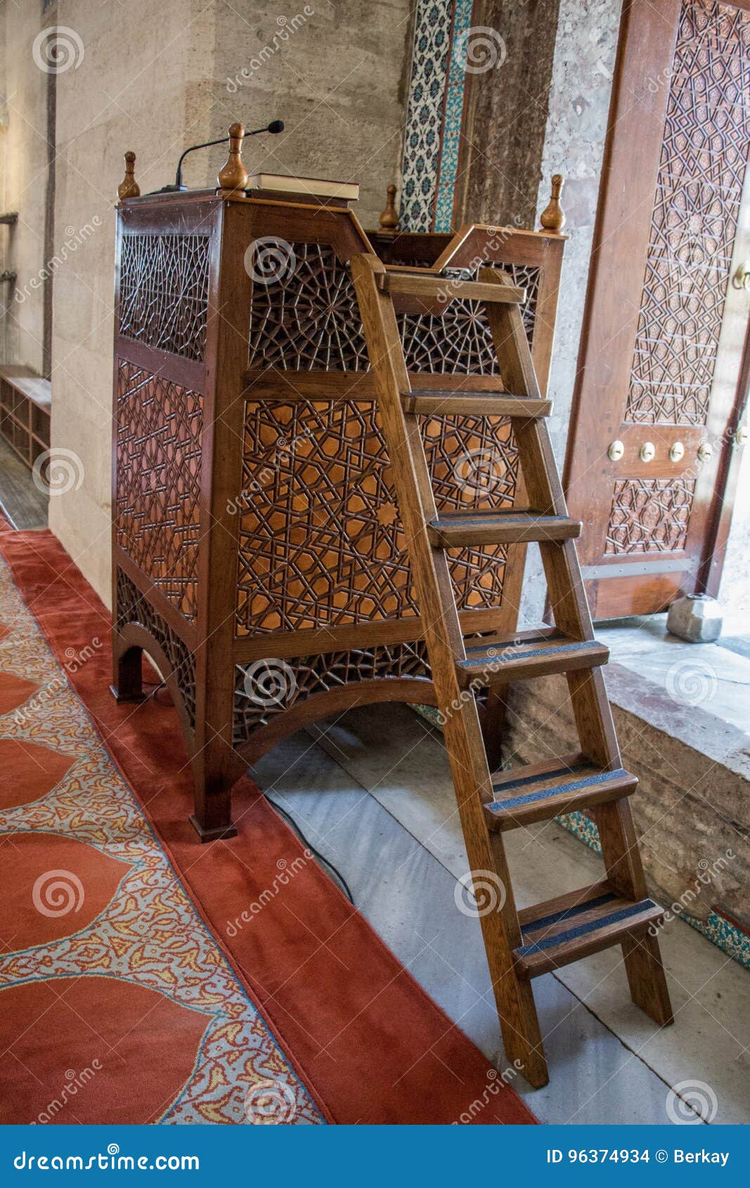 Wooden Minbar, Sermon Pulpit of Ottoman Times Stock Photo - Image of ...