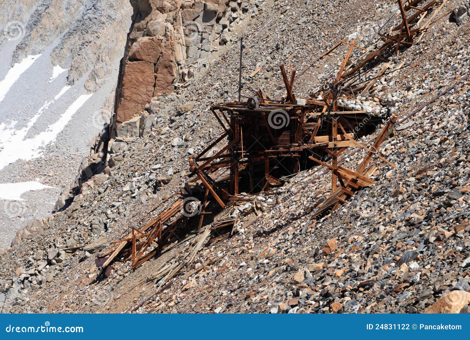 Old Wooden Mine Chart In Abandoned Mine Shaft With Wooden Timbering ...