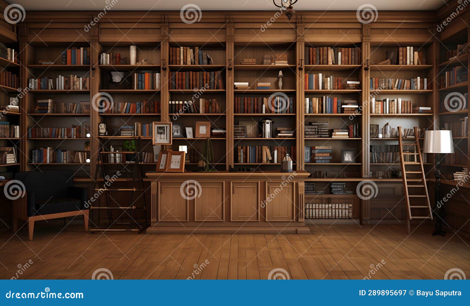 Wooden Minimalist Home Library, Ai Generative Stock Image - Image of ...