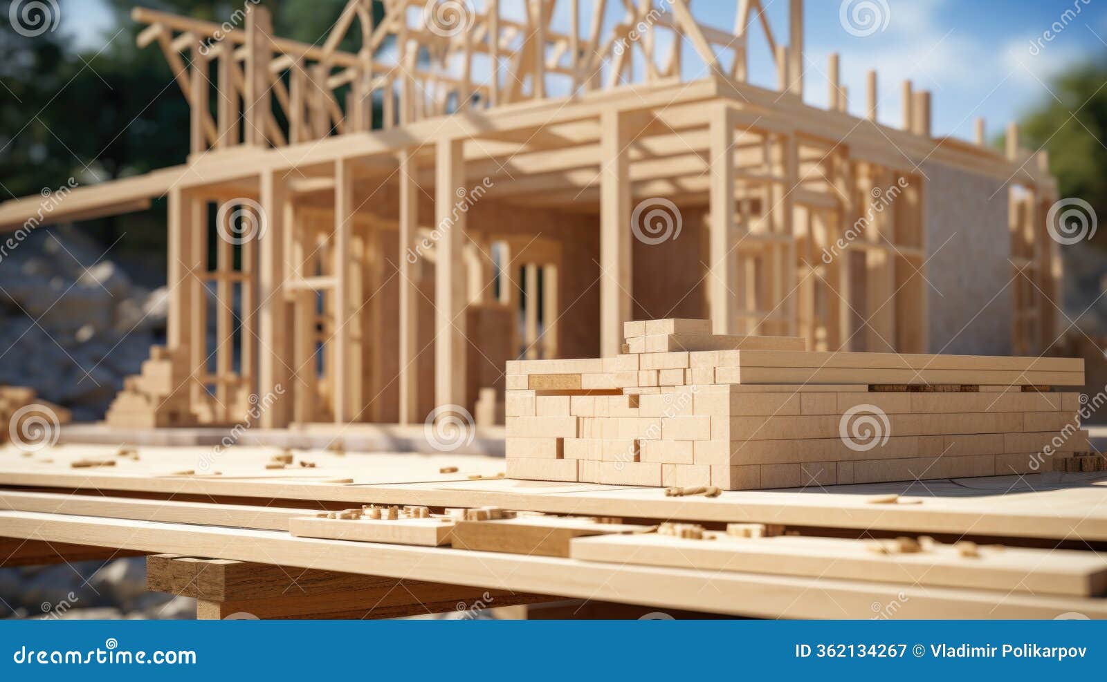 A Wooden Model of a House Being Built. Ideal for Architectural and ...