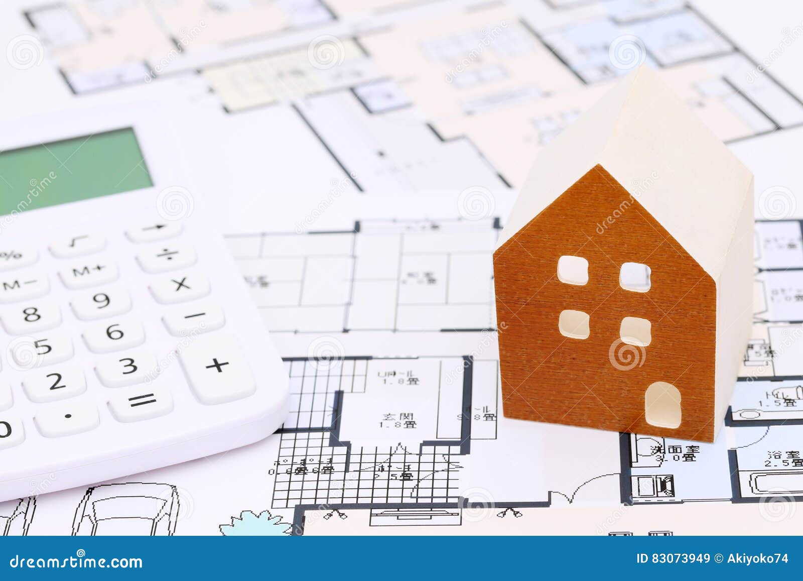 Wooden Model of House on Blueprints Stock Image - Image of elevation ...