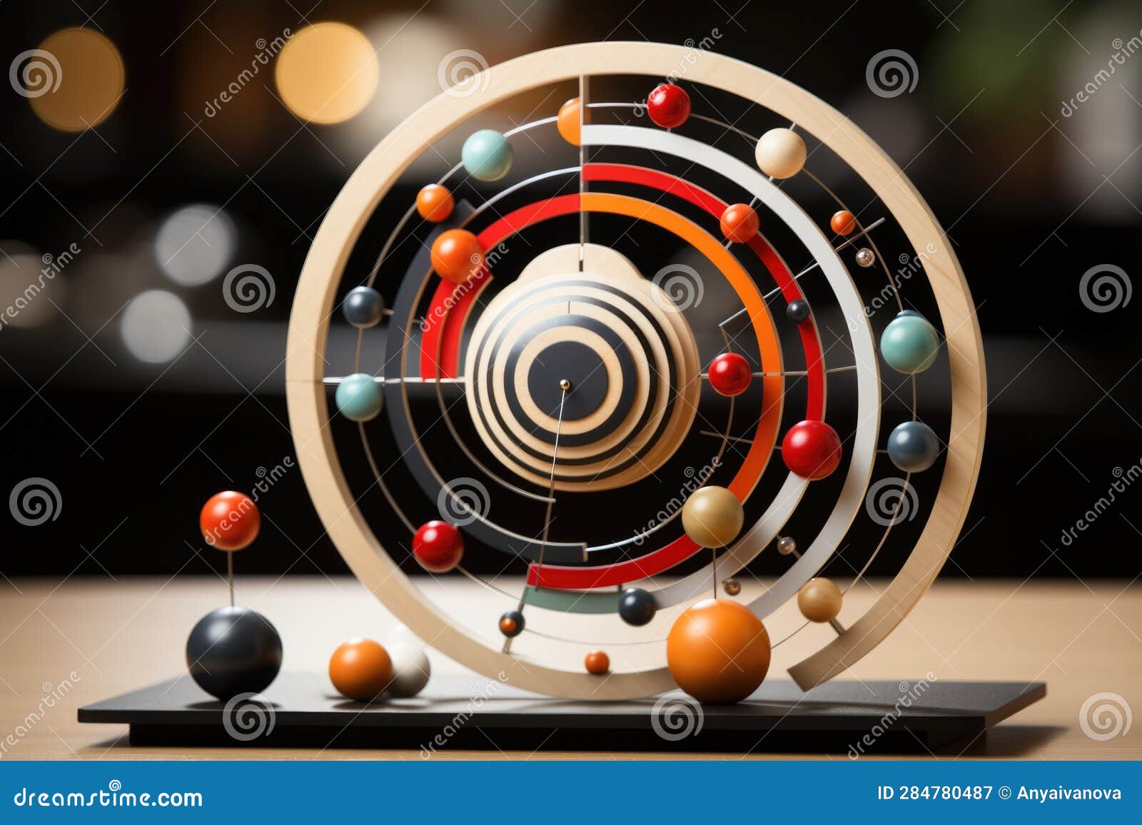 A Wooden Model of a Spinning Clock with Small Balls. Stock Illustration ...