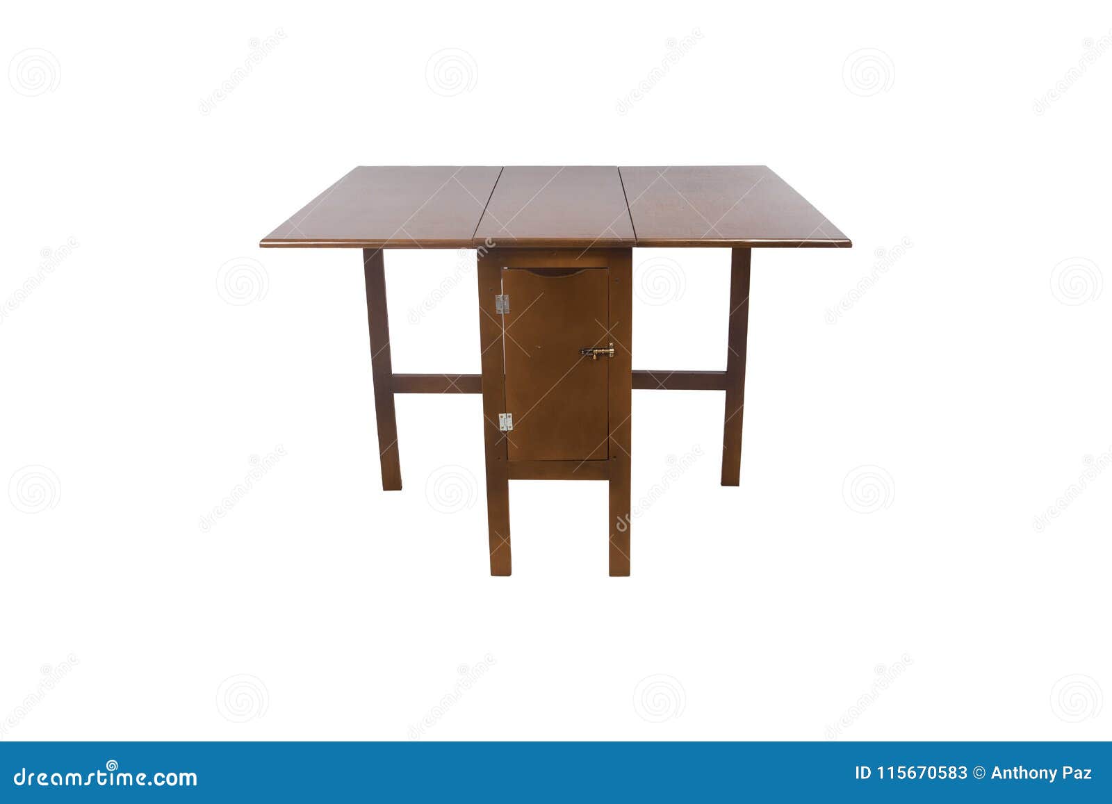 Wooden Modern Table on White Background. Stock Image - Image of ...