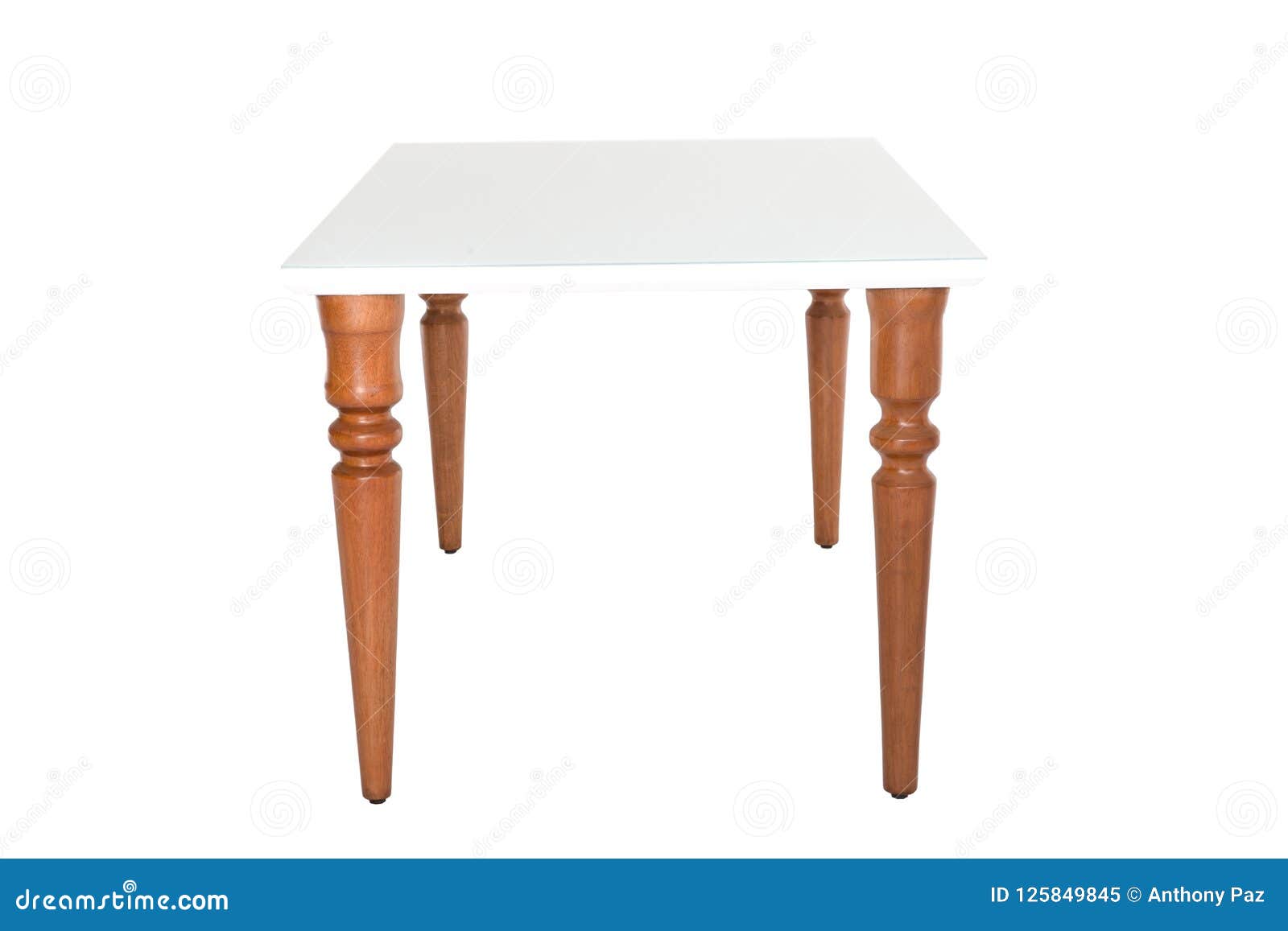 Wooden Modern Table on White Background. Stock Image - Image of ...