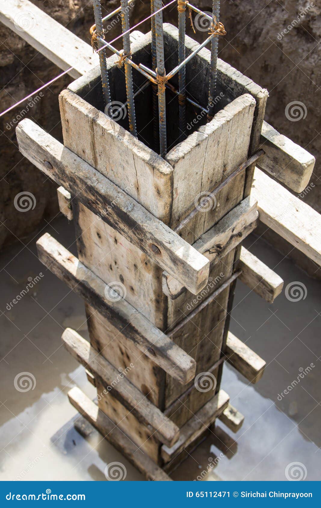 Wooden Mold for Make the Concrete Pillar Stock Image - Image of ...