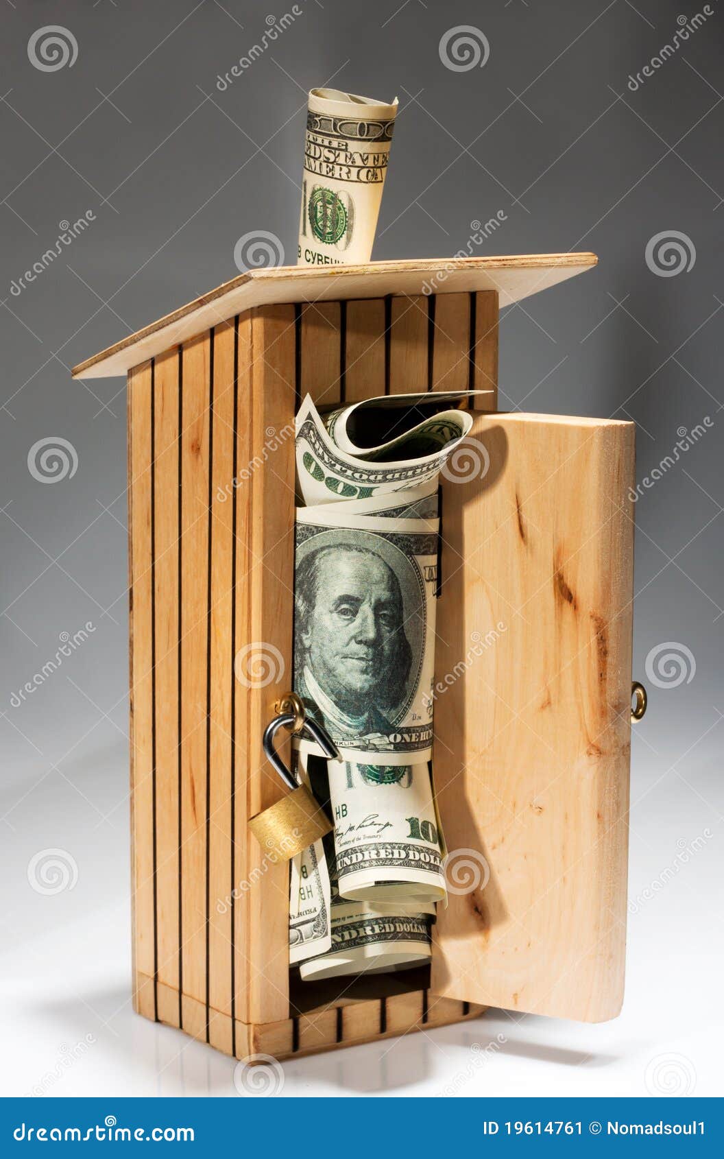 Wooden Moneybox Full of Money Stock Image - Image of success, antique ...