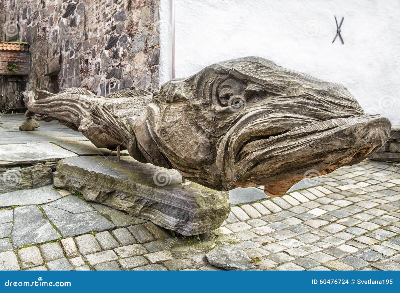 A Wooden Monument of Codfish. Bergen. Norway. Stock Photo - Image of ...
