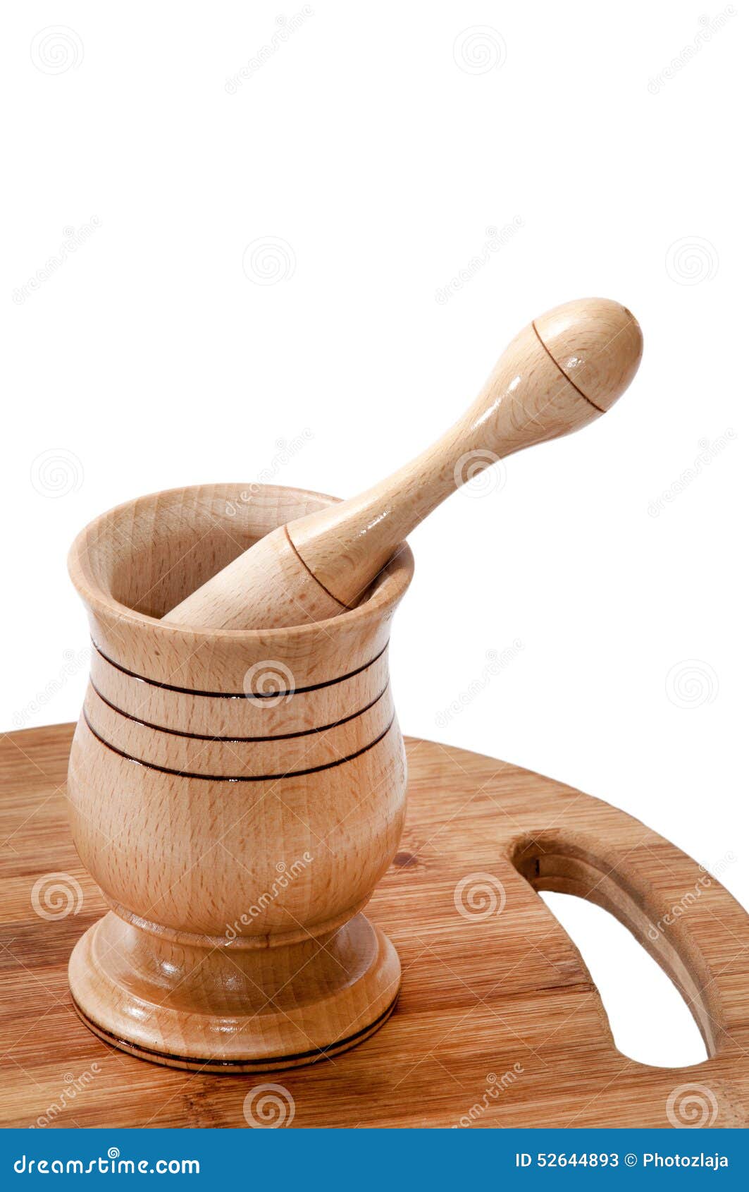 Wooden Mortar on the Wooden Kitchen Board Stock Image - Image of ...