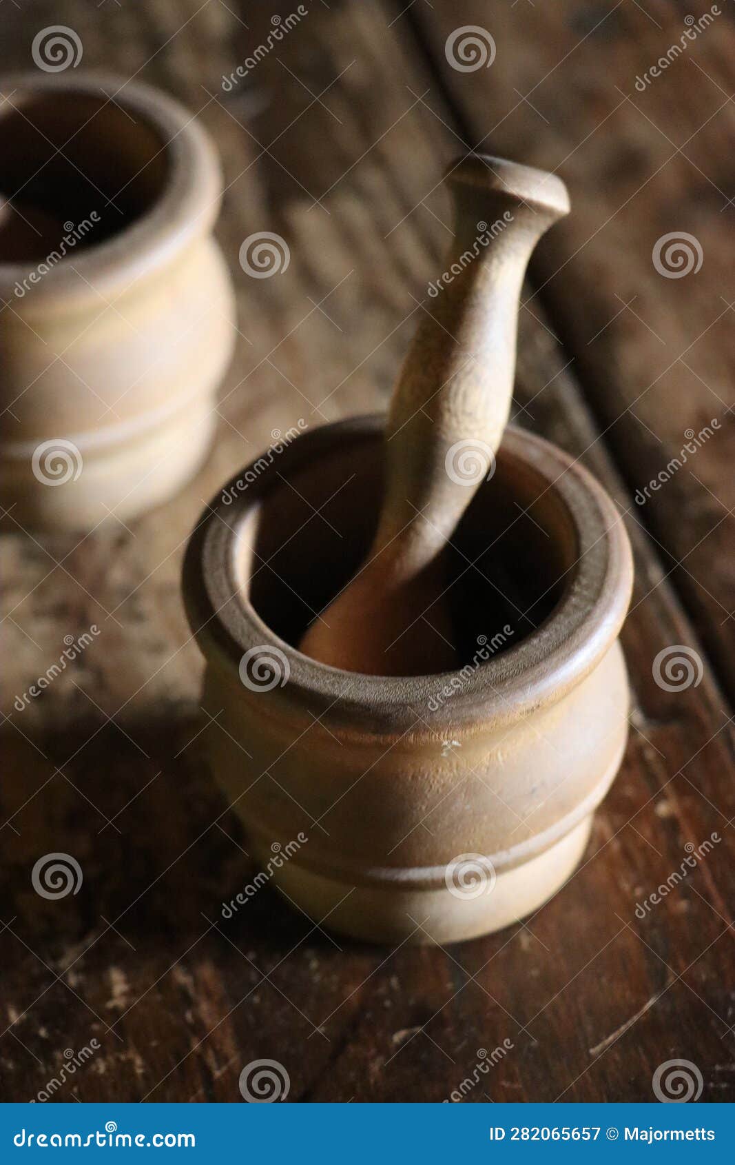 Ceramic Mortars With Pestles And Marble Board On Yellow Background, Top ...