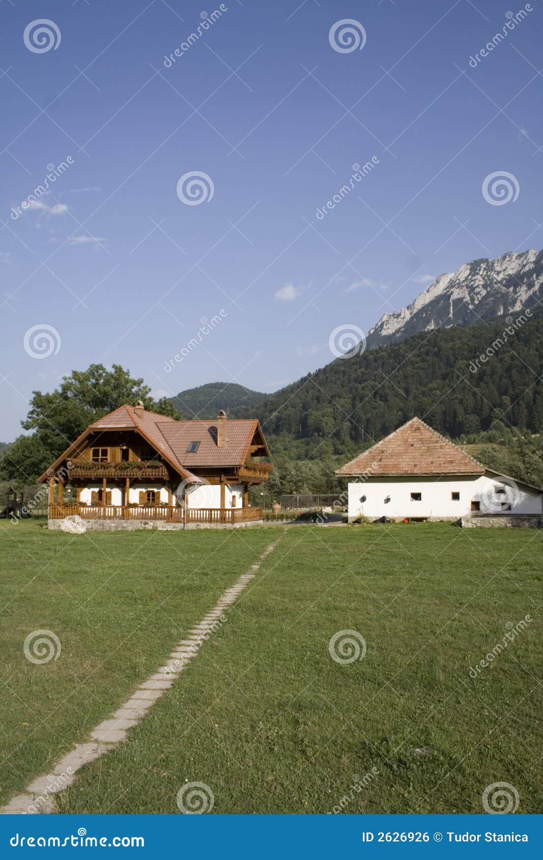Hut Wooden Mountain Huts In Mountain Pass Norway. Norwegian Landscape ...