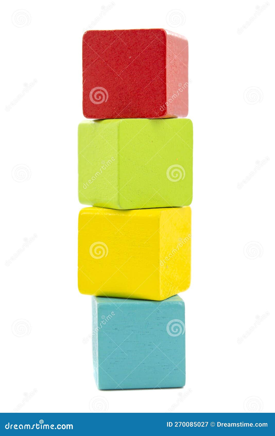 Wooden Multicolor Construction Cubes Bricks Isolated on the White ...