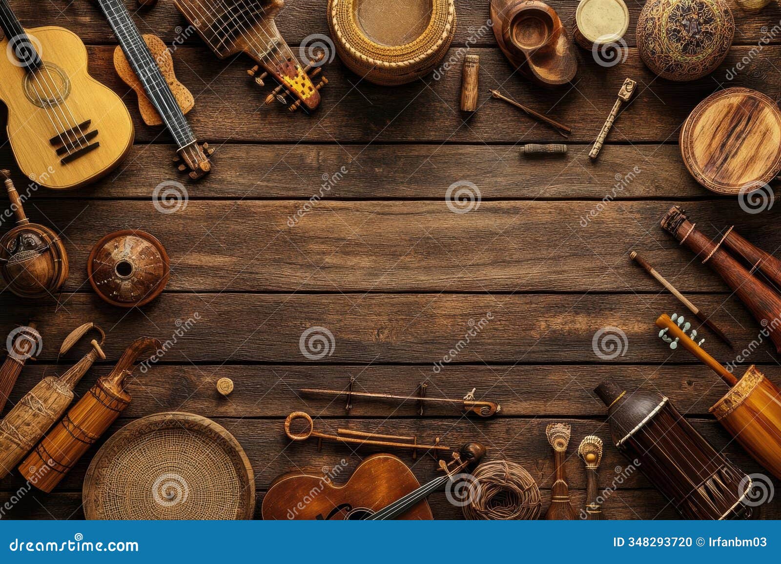 Wooden Musical Instruments on Rustic Background Stock Photo - Image of ...
