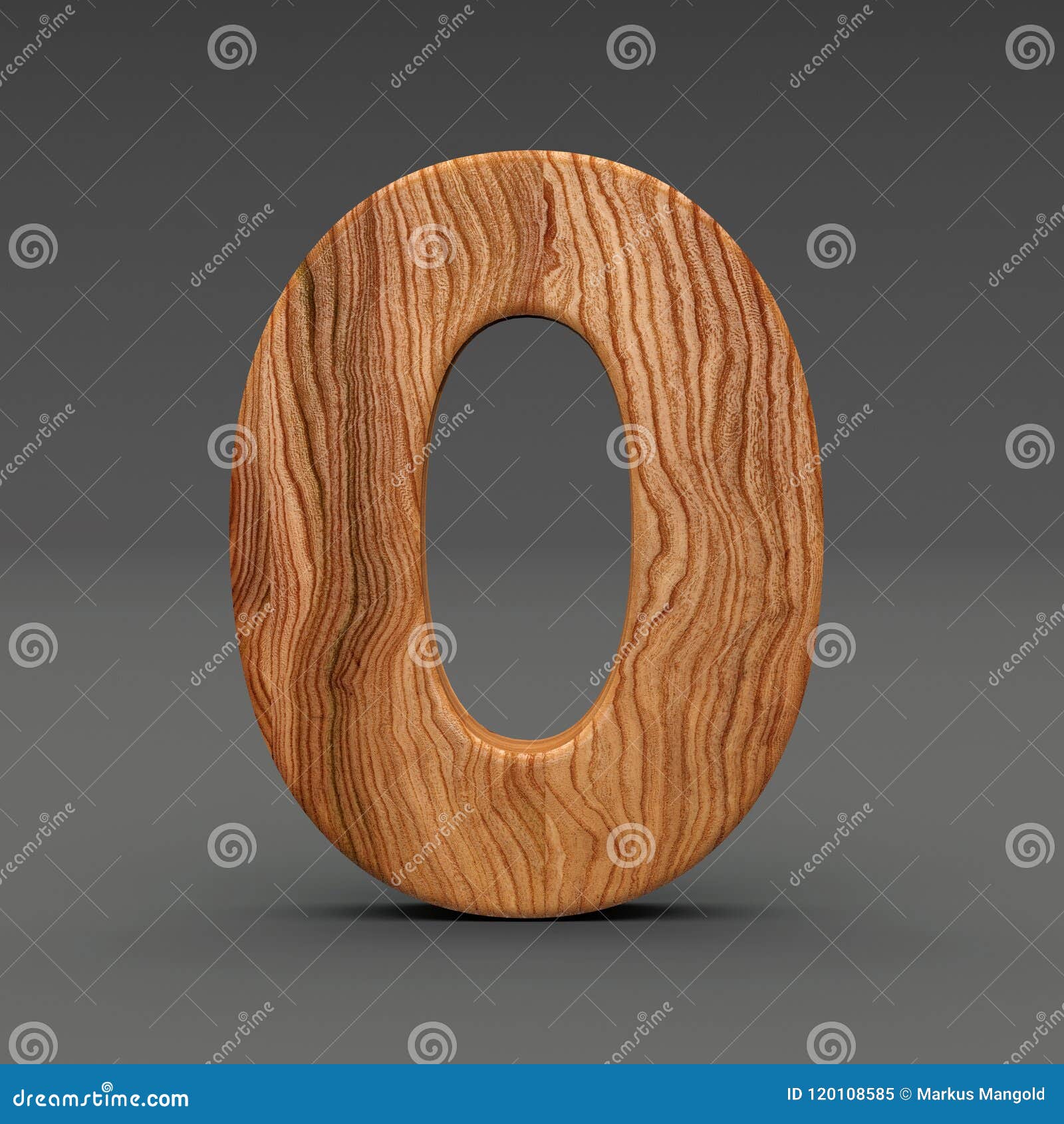 Wooden Number 0 Isolated on Dark Background Stock Illustration ...