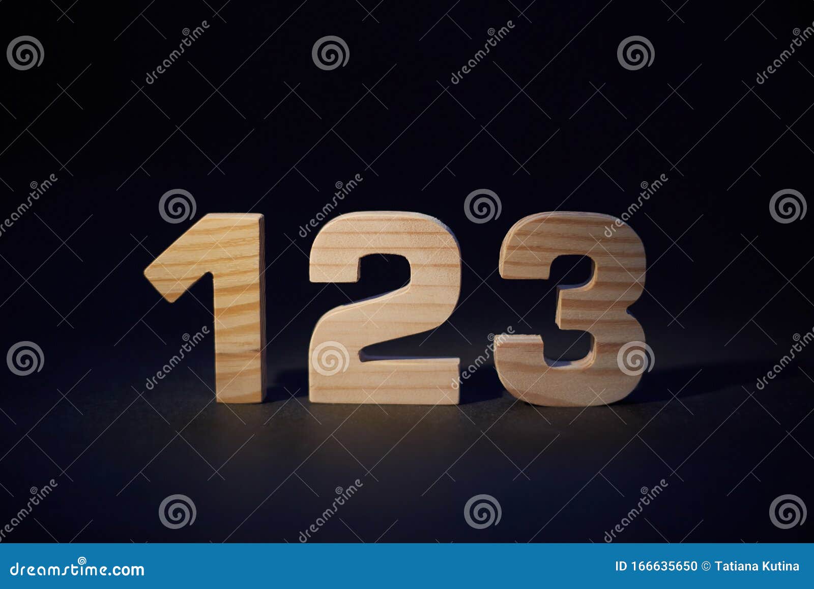 Wooden Numbers 123 on a Black Background Stock Photo - Image of group ...