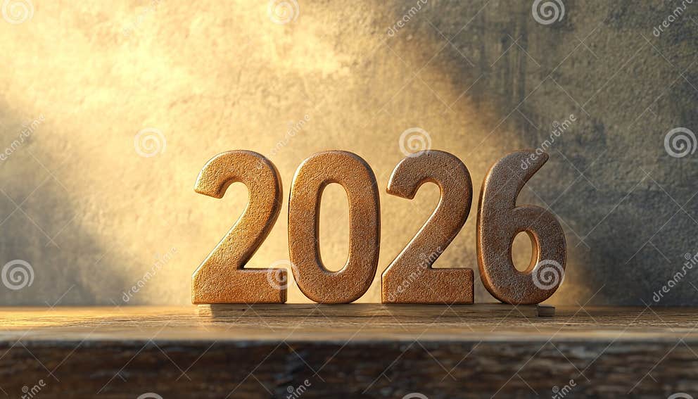 Wooden Numbers 2026 with Dramatic Spotlight Effect on Rustic Texture ...