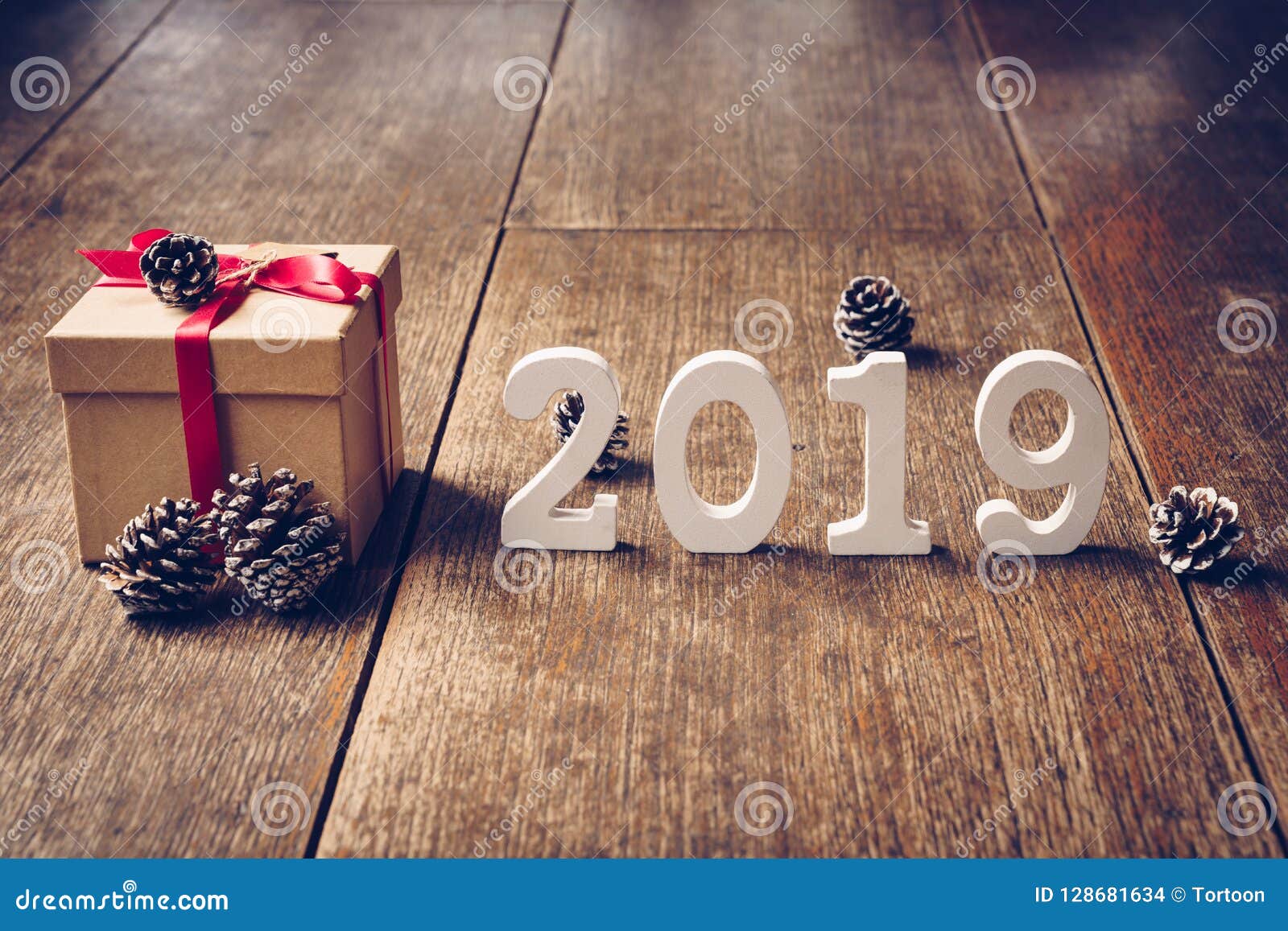 Wooden Numbers Forming the Number 2019, for the New Year 2019 on Stock ...