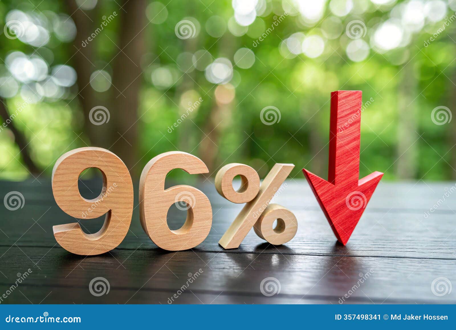96% Decrease Shown With Wooden Numbers And Arrow Royalty-Free Stock ...
