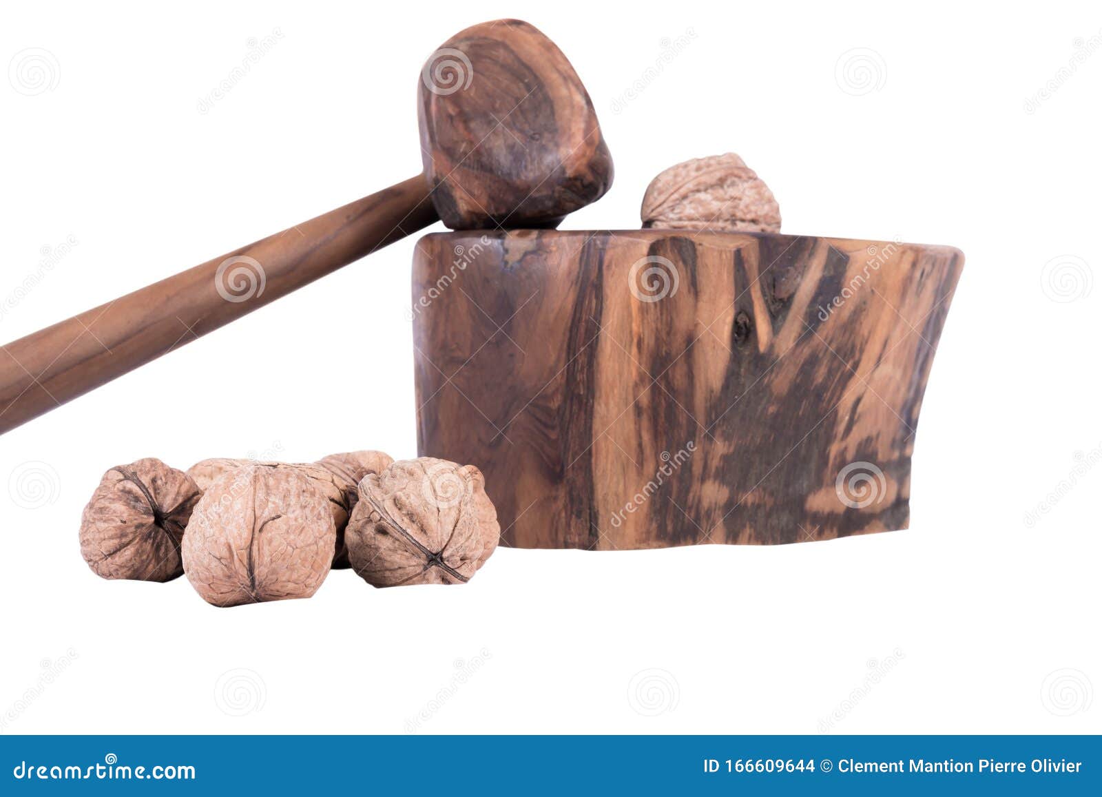 Wooden Nutcracker with Hammer and Some Nuts Stock Photo - Image of ...