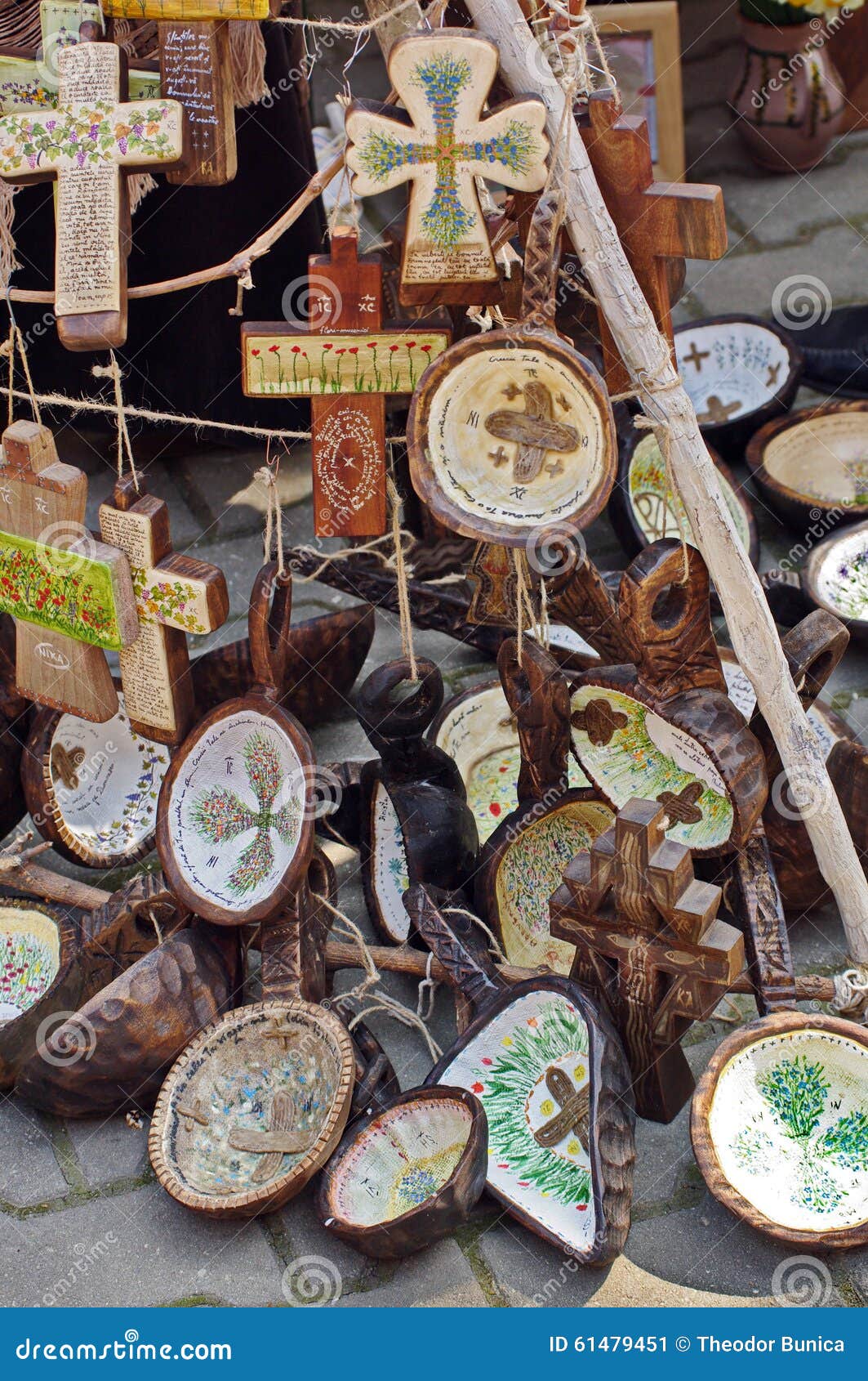 Traditional Handmade Wooden Popular Objects (plates and Crosses ...