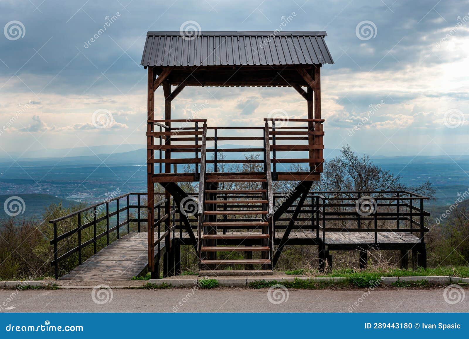Wooden Observation Post in the Mountains Stock Photo - Image of pier ...