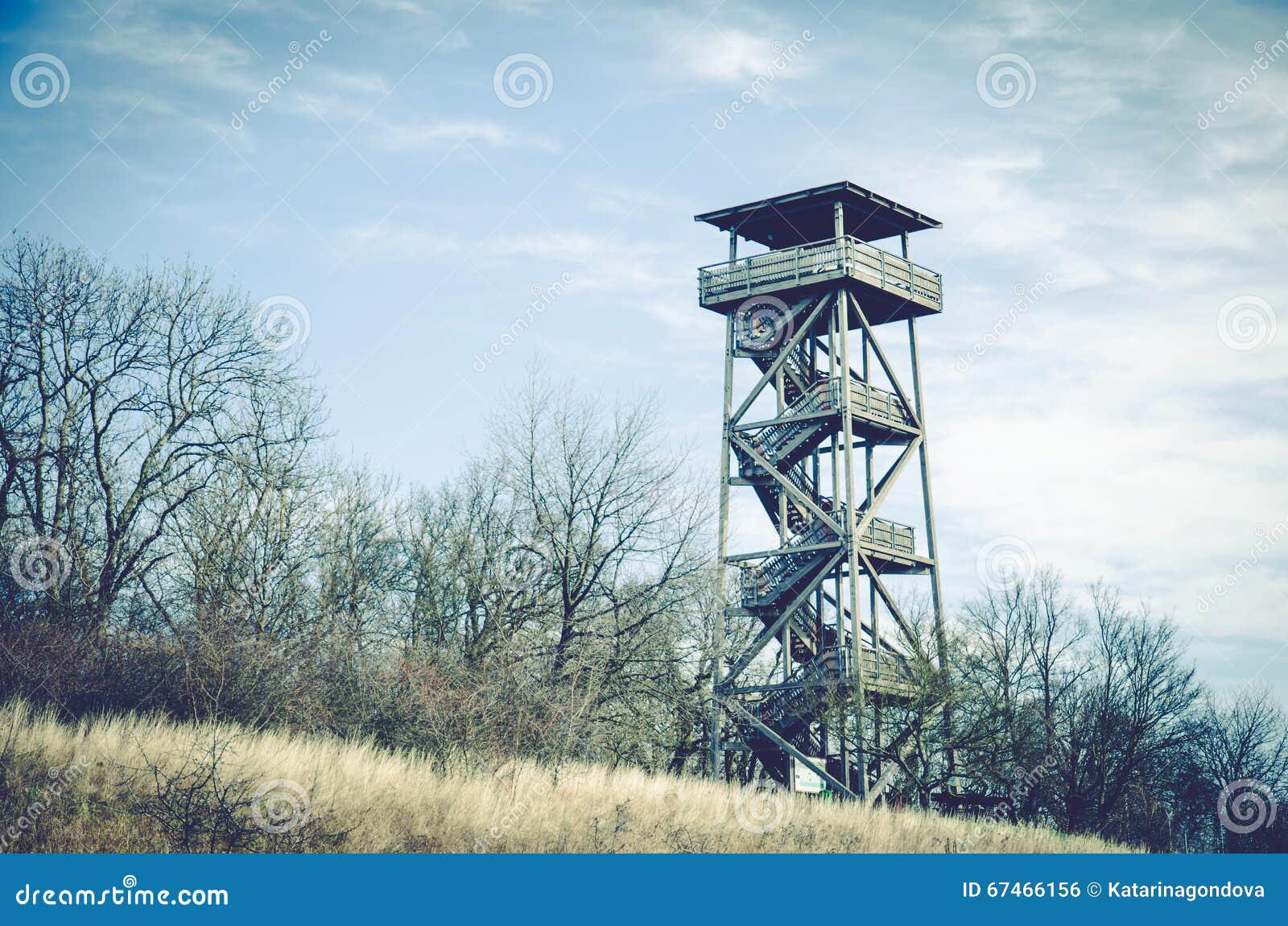 Wooden observation tower stock photo. Image of landscape - 67466156