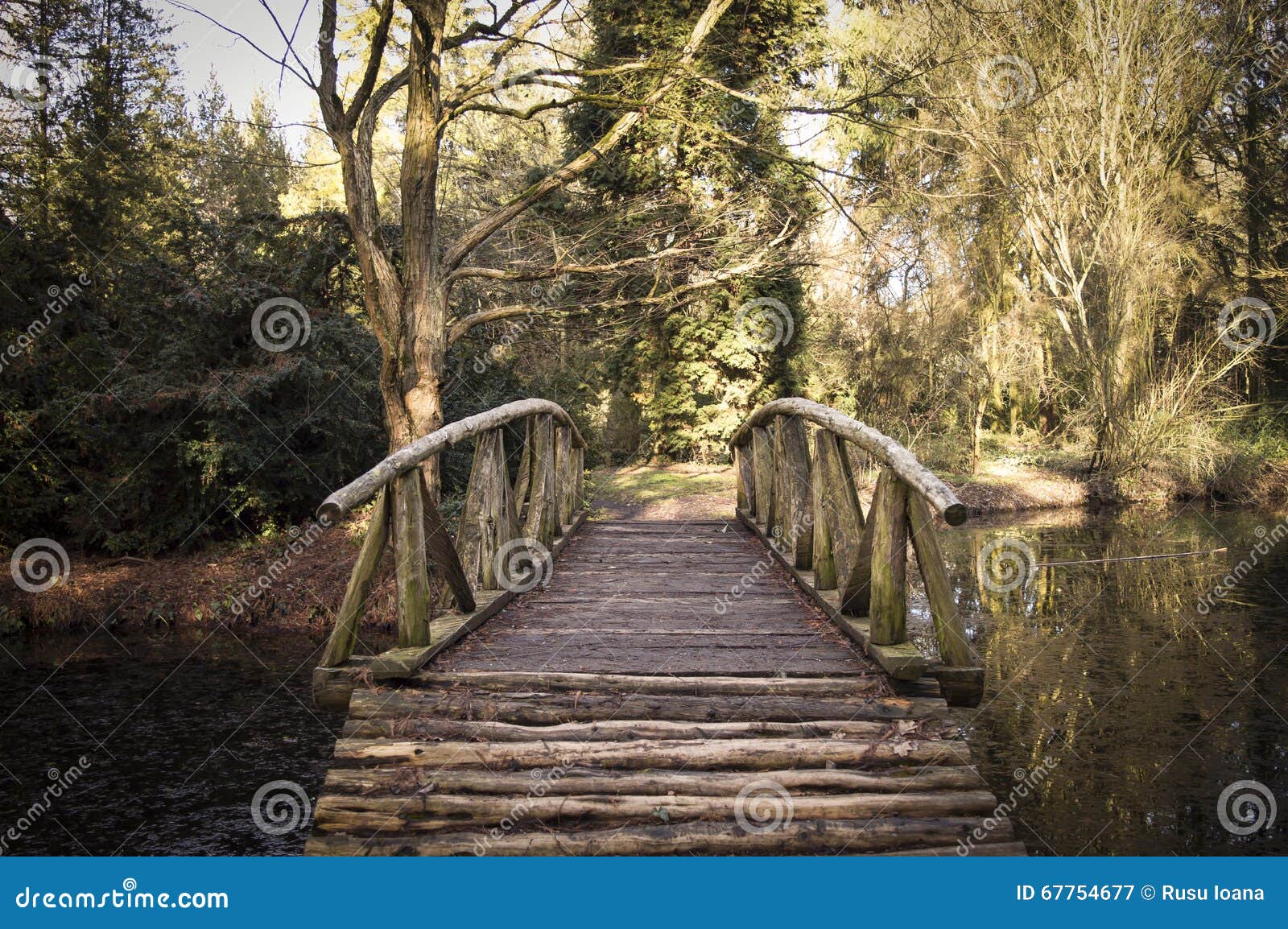 Wooden Old Bridge Over the Lake Stock Image - Image of park, path: 67754677