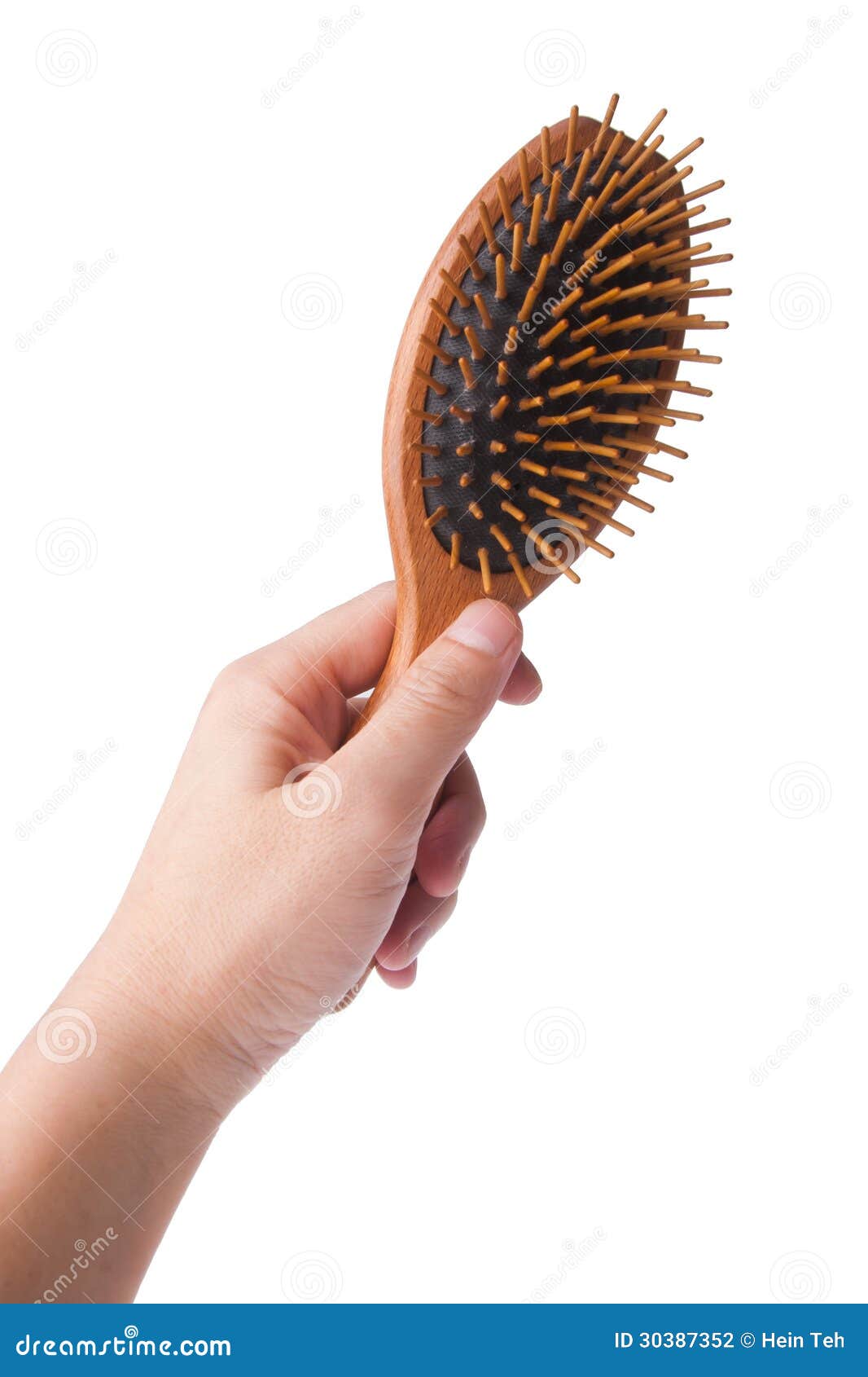 Wooden Old Comb in Hand on Blackground Stock Photo - Image of brush ...