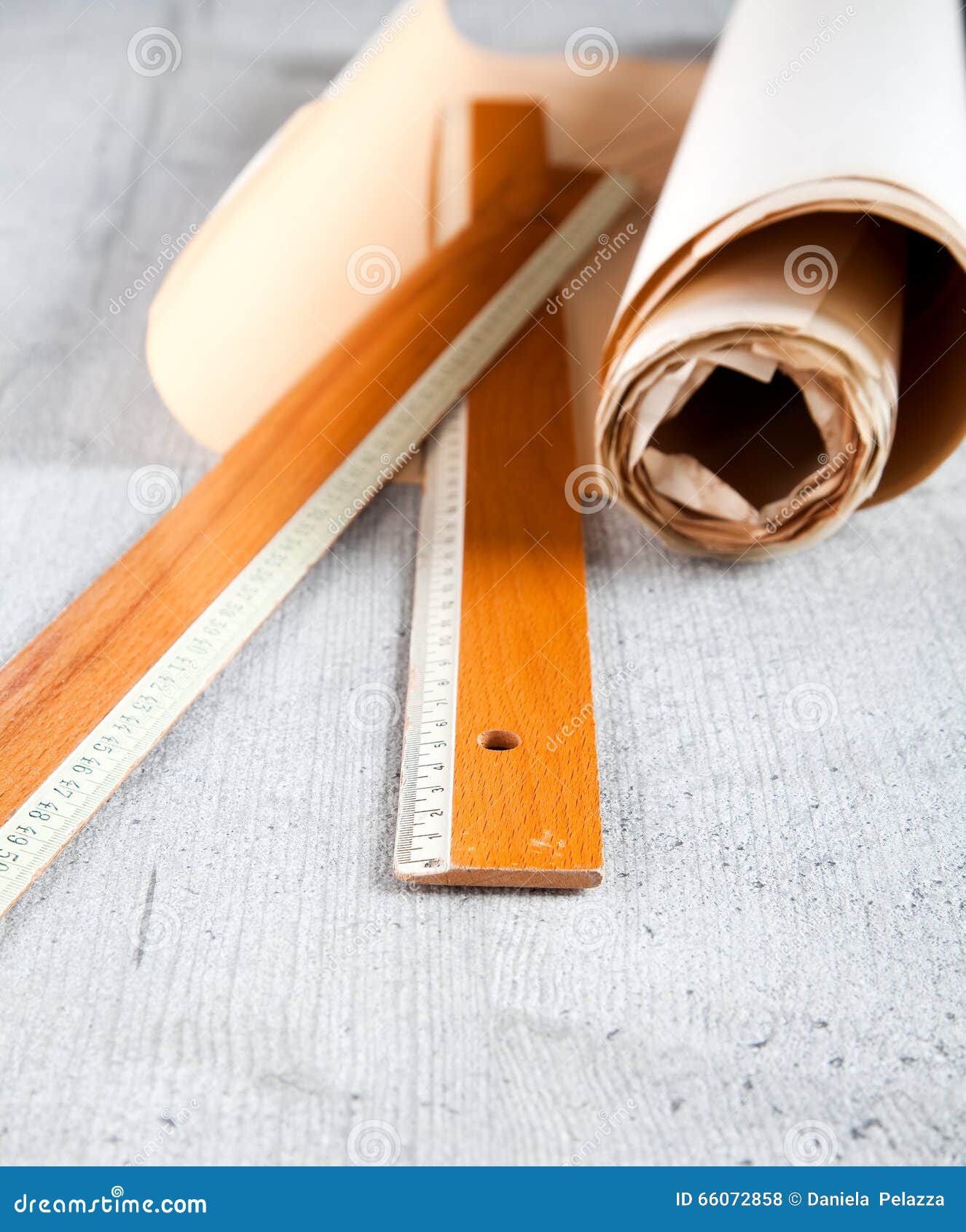 Wooden old rules and paper stock photo. Image of number - 66072858