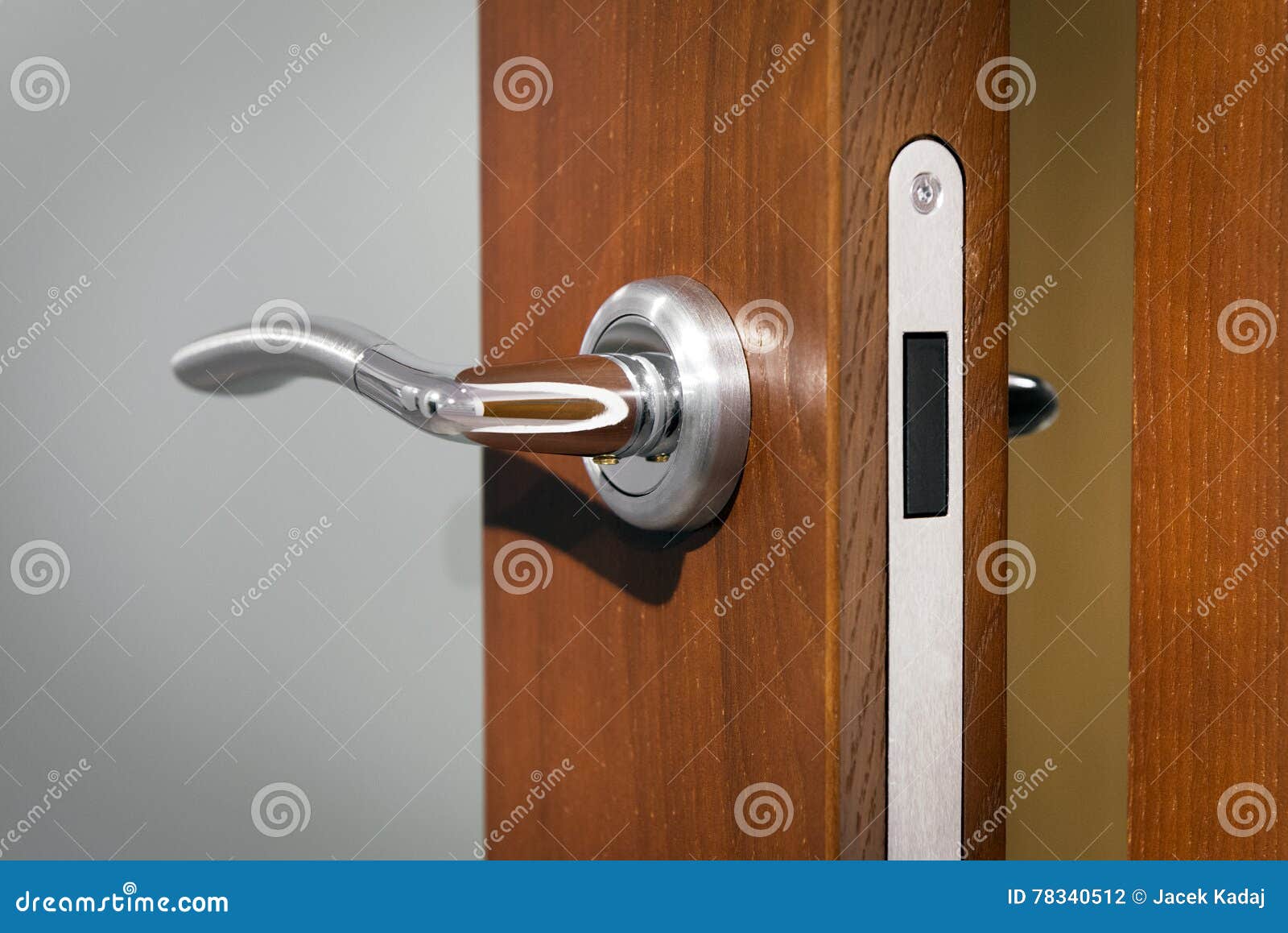 Wooden Open Door and Handle Stock Photo - Image of access, home: 78340512