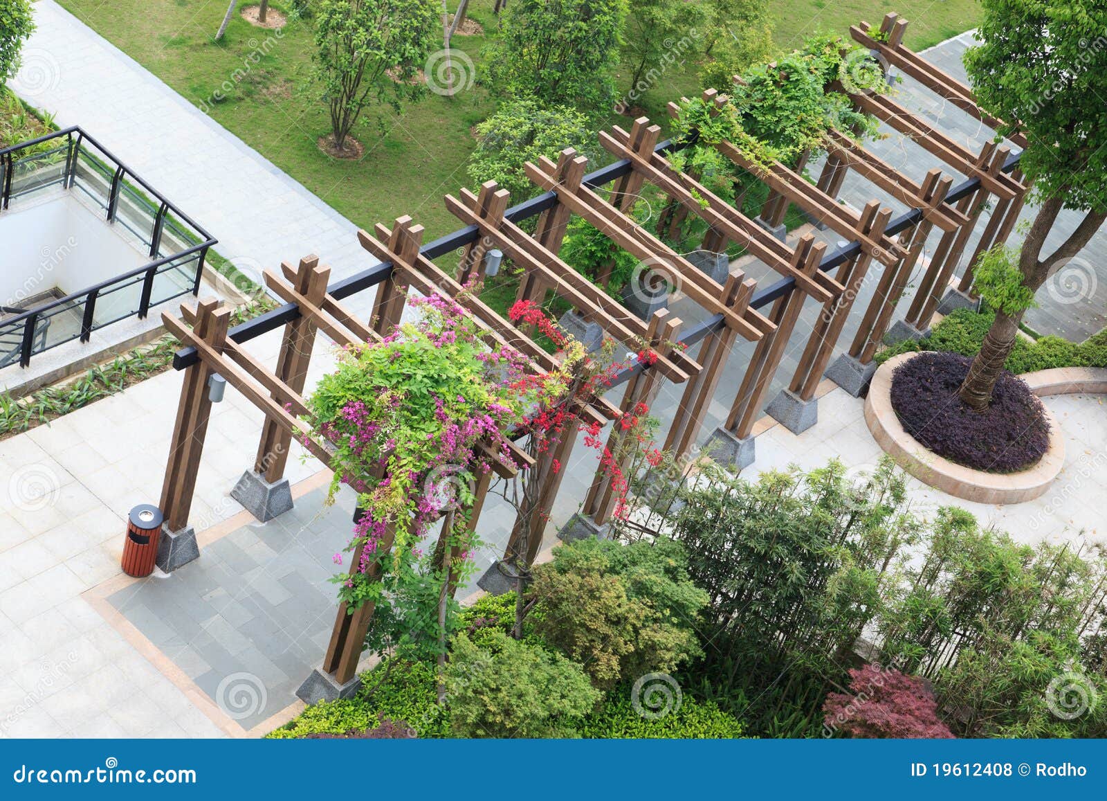 Wooden open pavilion stock photo. Image of passage, lawn - 19612408