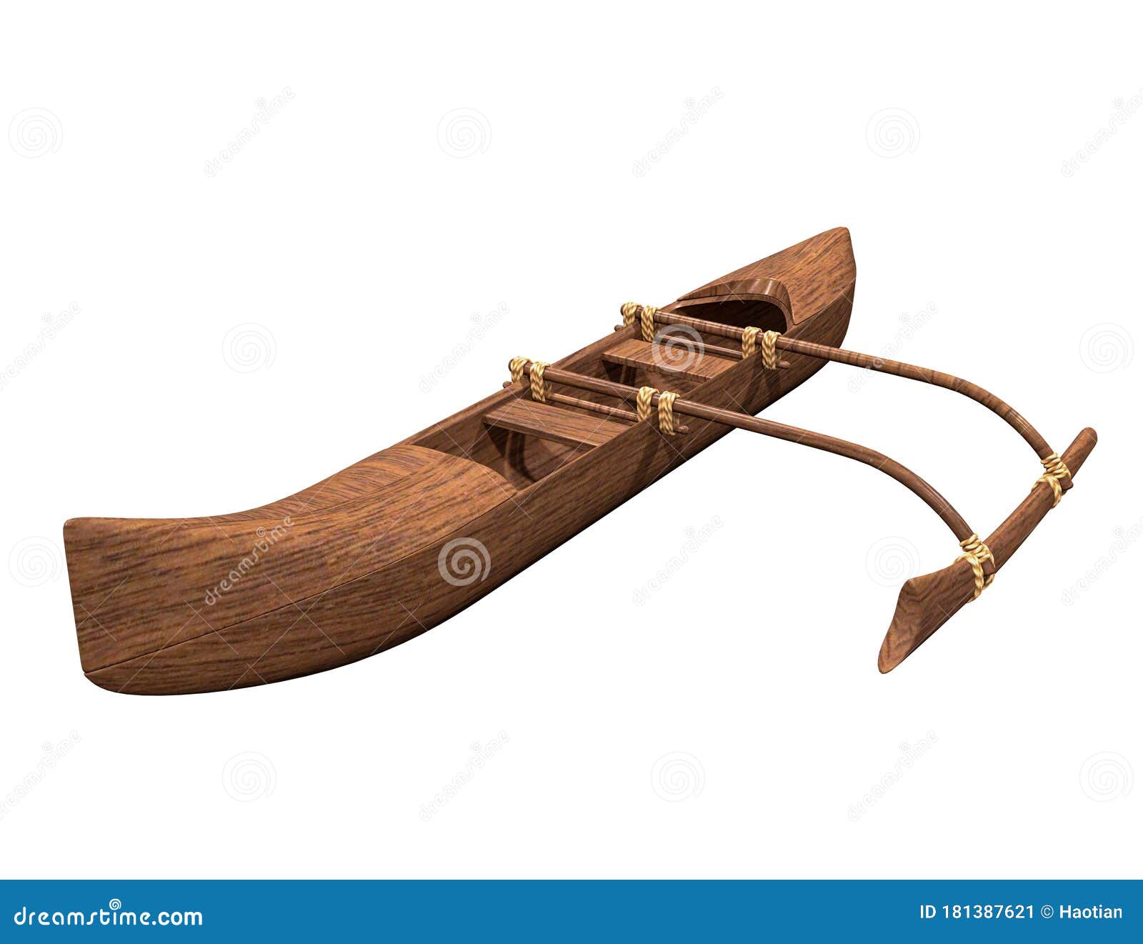 Wooden Outrigger Canoe 3D Render Stock Illustration - Illustration of ...