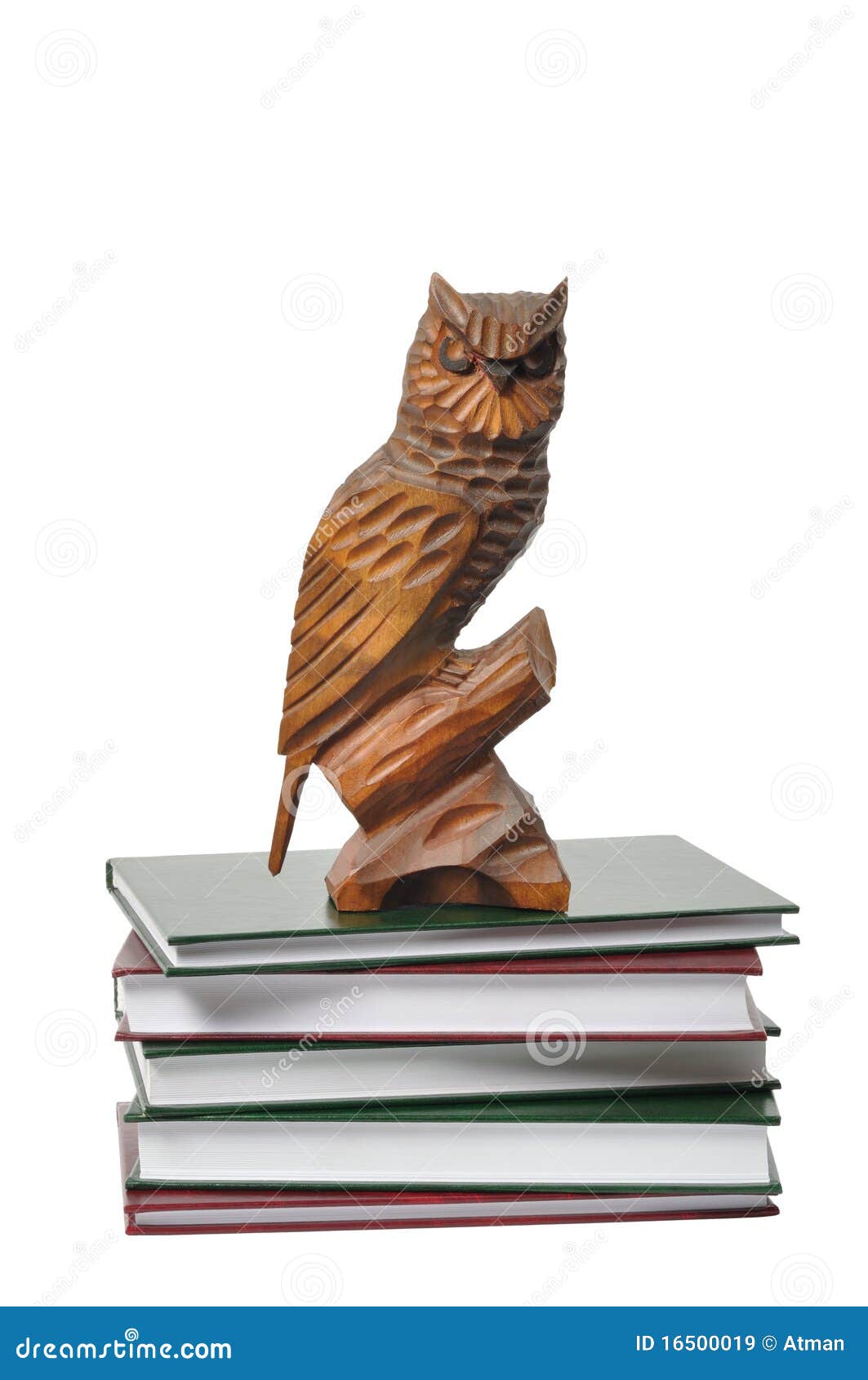 Wooden Owl and Books stock image. Image of isolated, science - 16500019