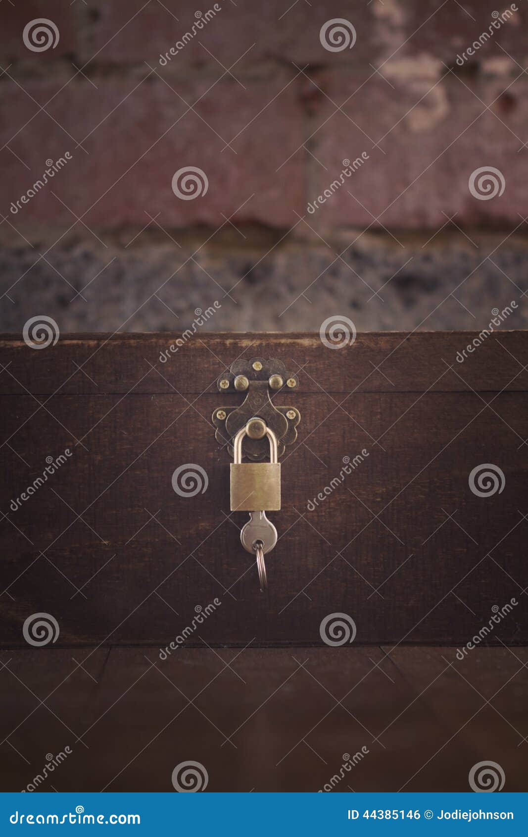 Wooden Padlocked Box on Floorboards Stock Photo - Image of hidden ...