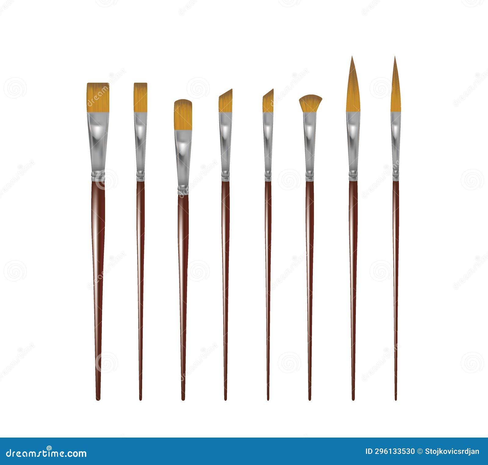Wooden paint brush set stock vector. Illustration of paint - 296133530