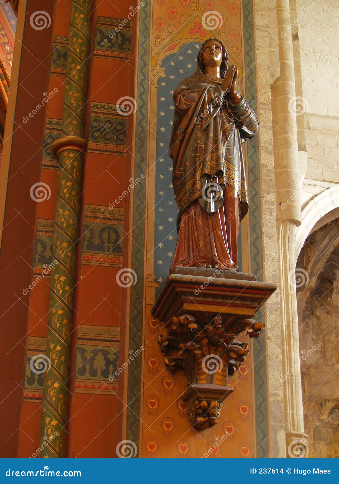 Wooden Painted Medieval Saint Statue. Stock Photo - Image of ...