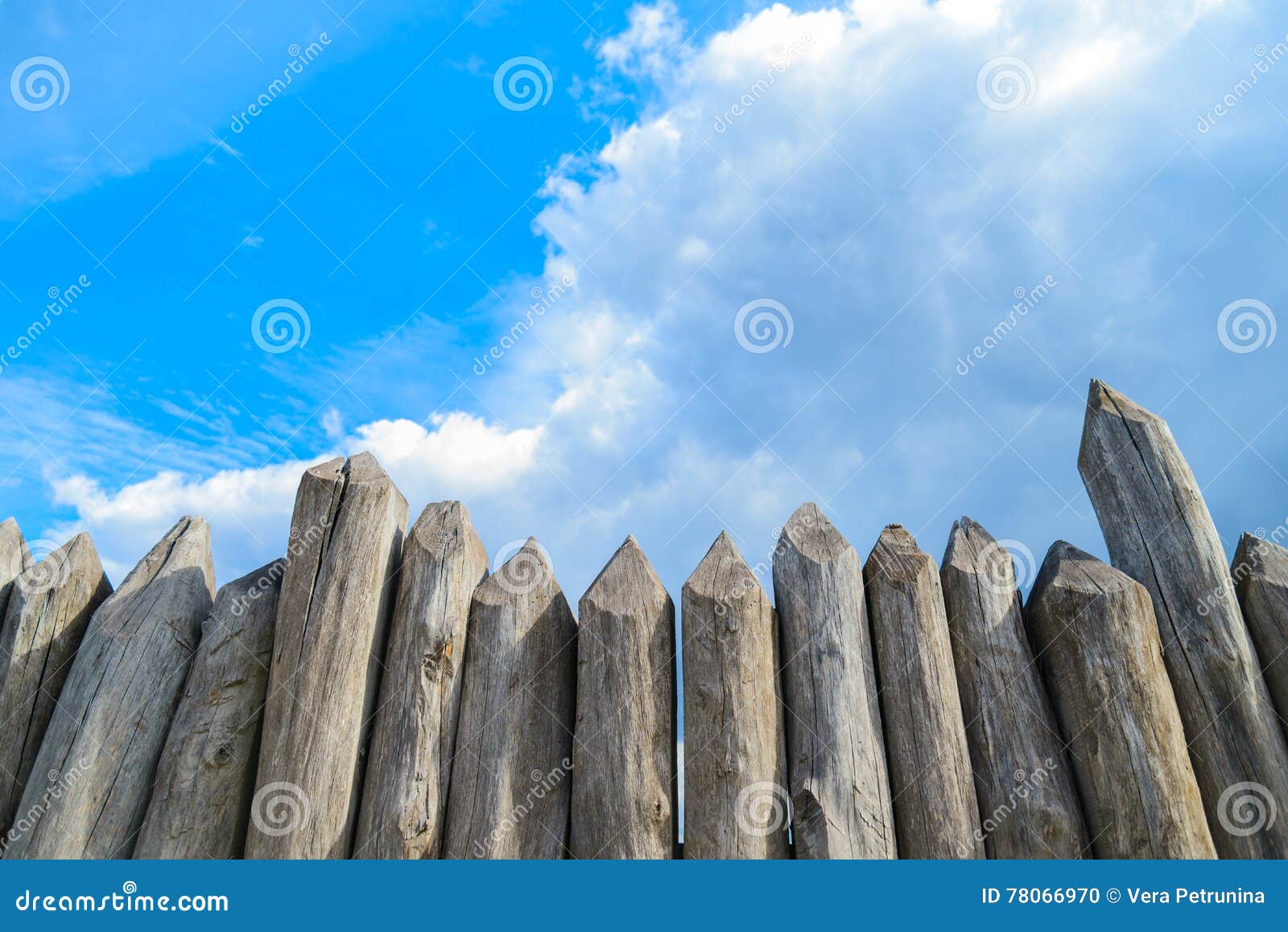 Wooden Palisade on the Background of Blue Sky Stock Photo - Image of ...