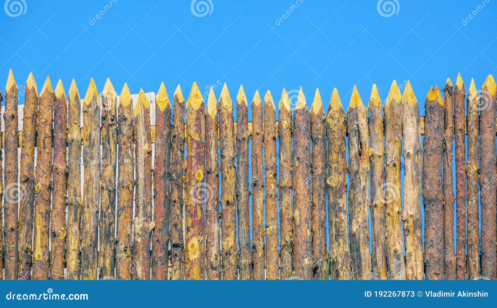 A Wooden Palisade Made of Logs Sharpened on a Sharp Stock Image - Image ...