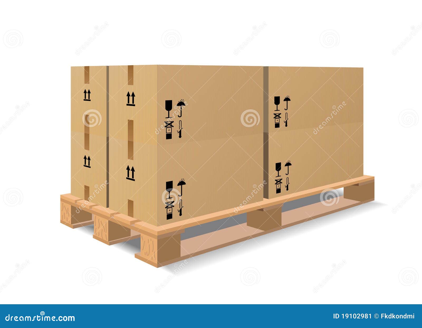A wooden pallet with boxes stock vector. Illustration of cardboard ...